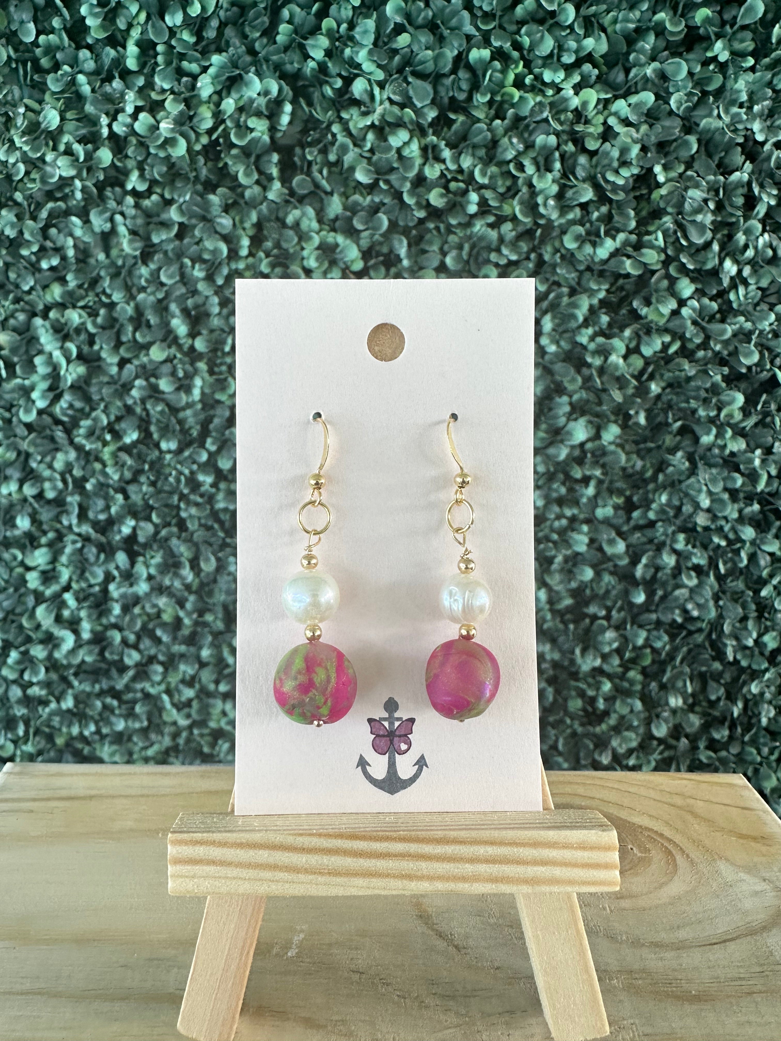 Handmade Polymer Clay Earrings: Pearl Clay Bead